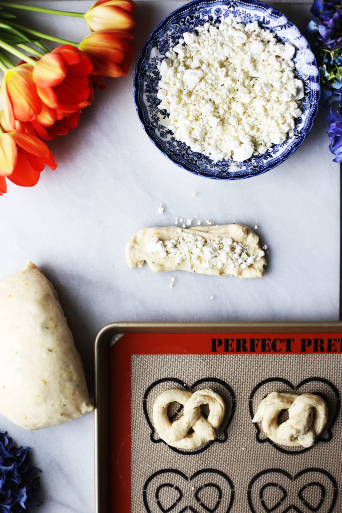 Rosemary Orange and Goat Cheese Stuffed Soft Pretzels