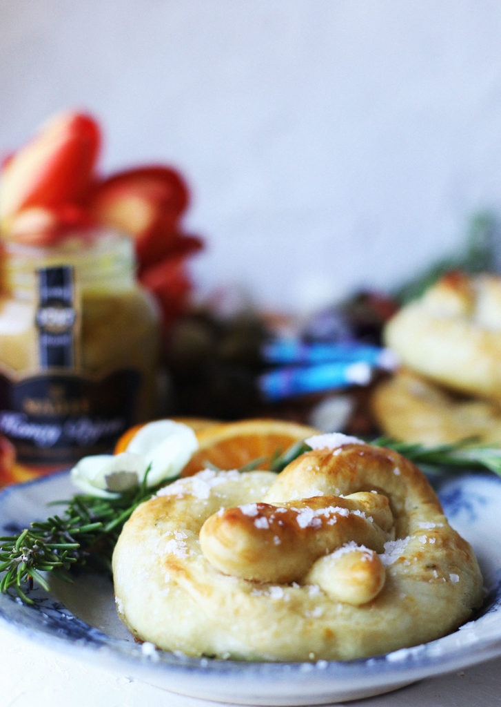 Rosemary Orange and Goat Cheese Stuffed Soft Pretzels